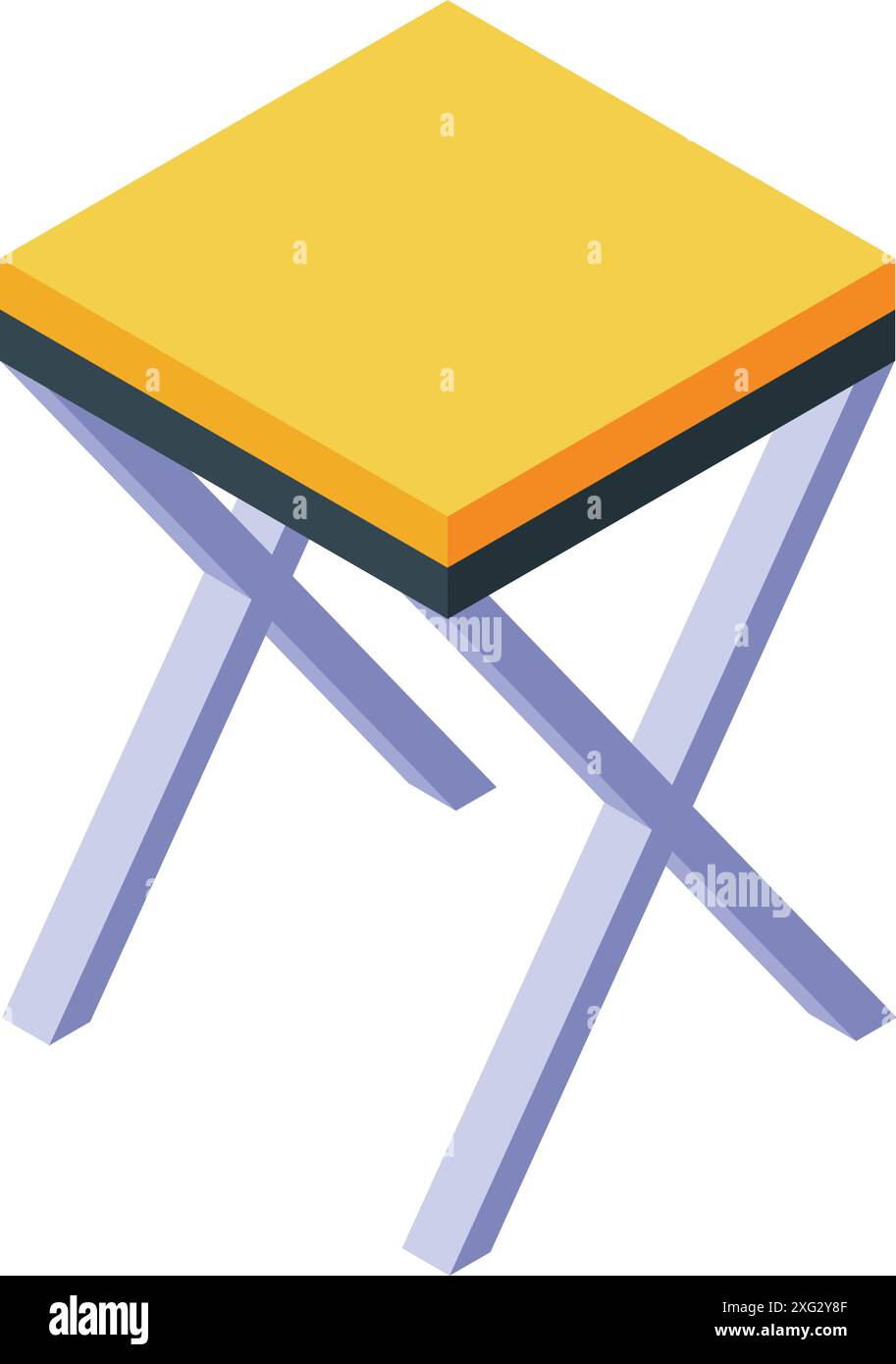 Yellow stool with metal legs crossing representing furniture used for ...