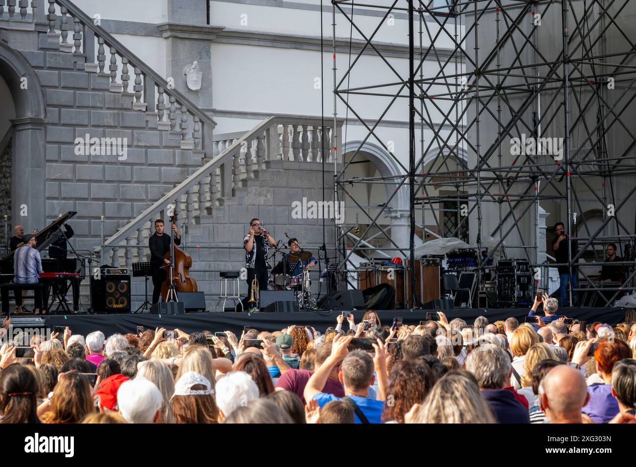 Roy Paci early morning concert at Udine city castle Stock Photo - Alamy