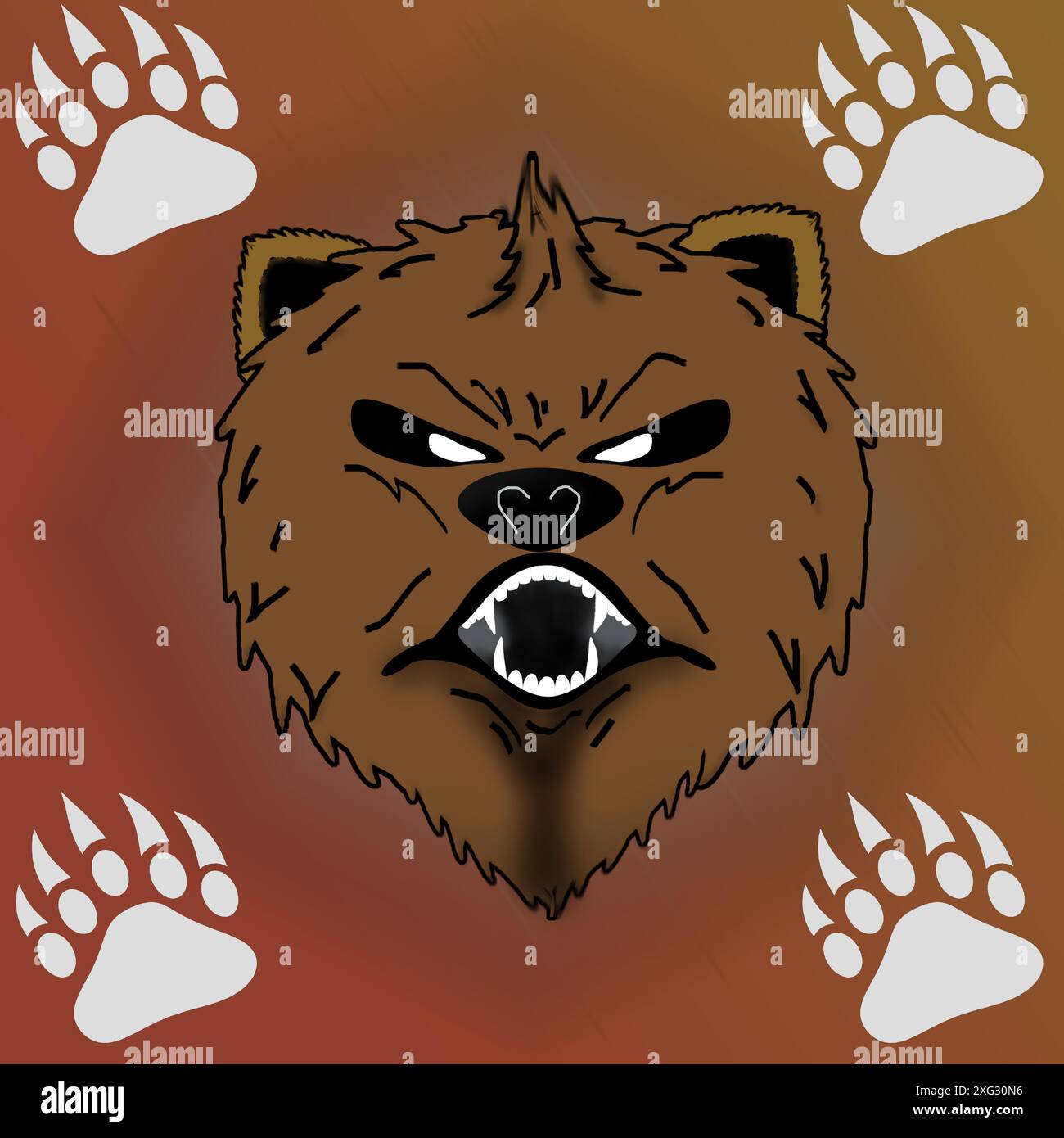 Illustration of a grizzly bear roaring with anger Stock Vector Image ...