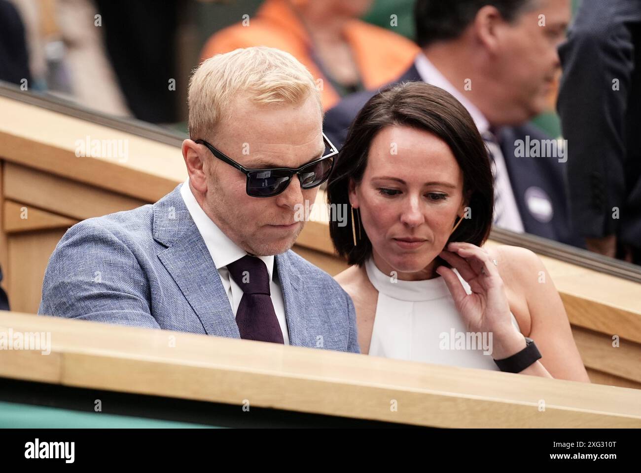 Sir Chris Hoy and his wife Sarra in the royal box on day six of the 2024 Wimbledon Championships ...