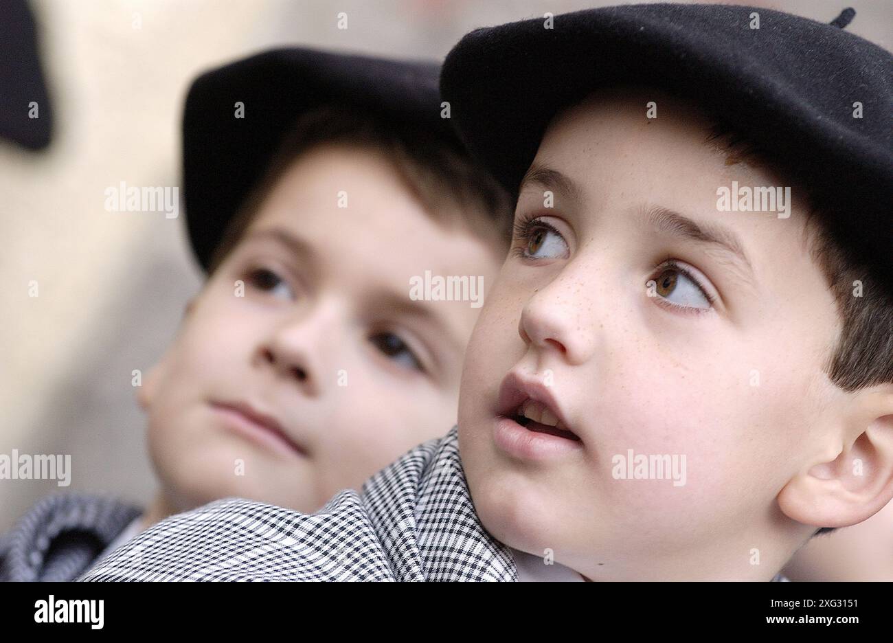 Children with traditional costumes during ´Olentzero´ typical Christmas ...
