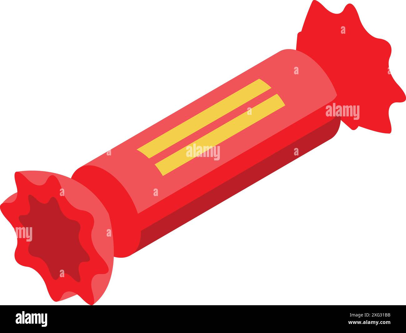 Red wrapped candy bar with golden stripes isometric view isolated on ...