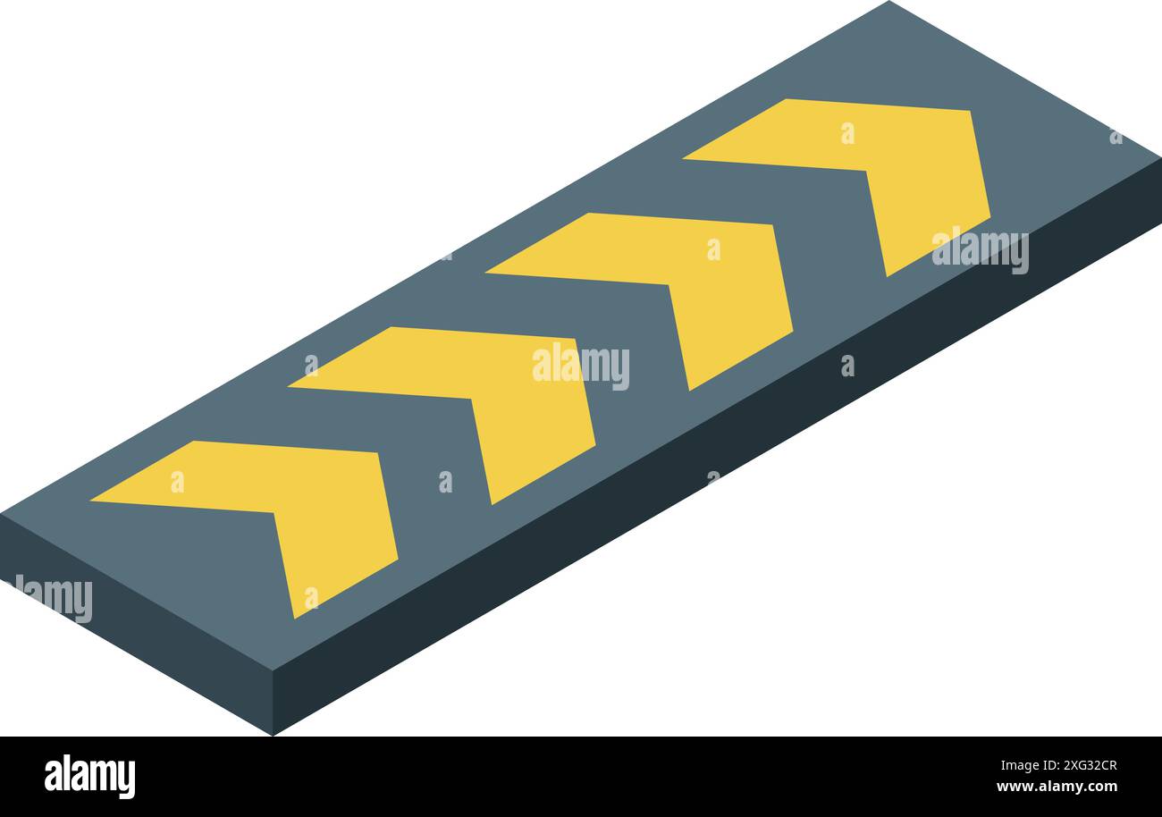 Speed bump showing yellow arrows pointing forward isometric view Stock ...