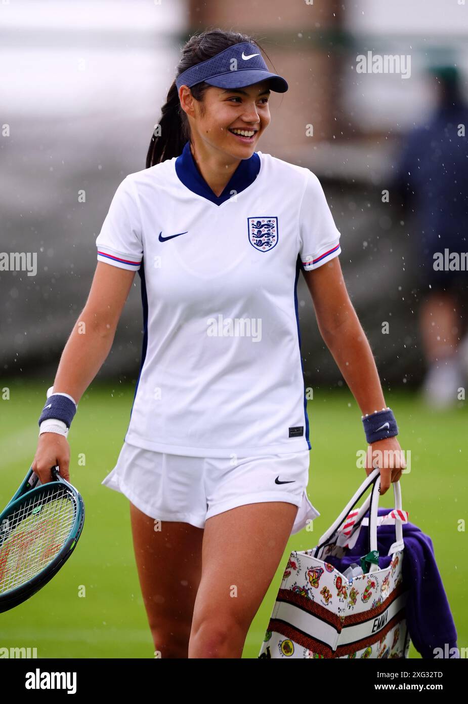 Emma Raducanu wearing an England football kit during a training session ...