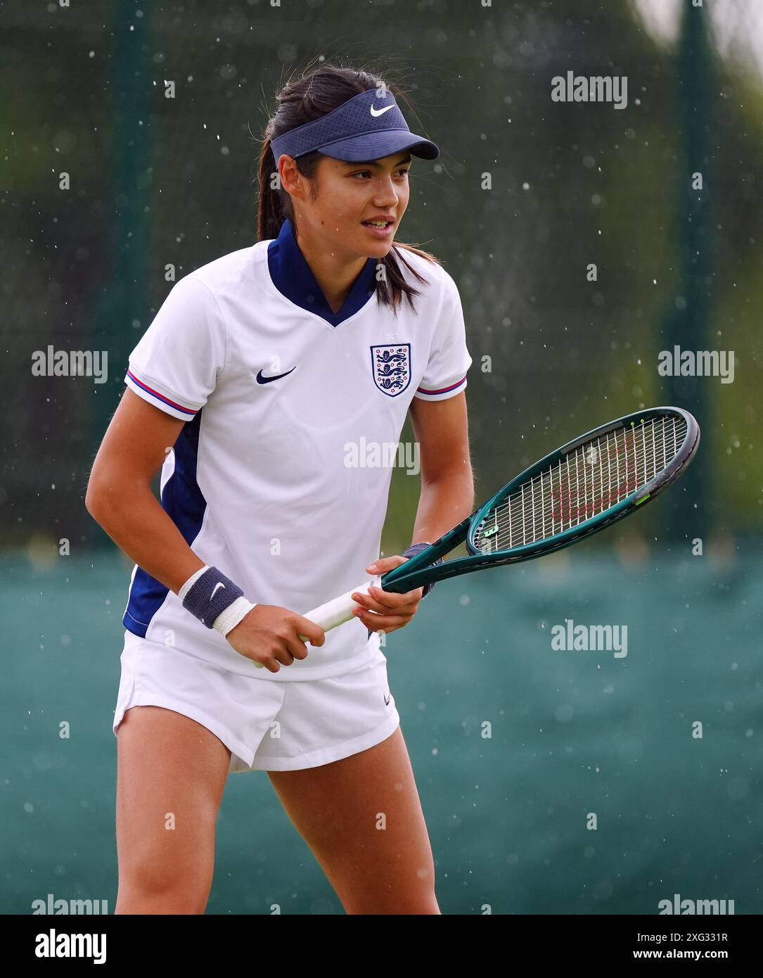 Emma Raducanu wearing an England football kit during a training session ...