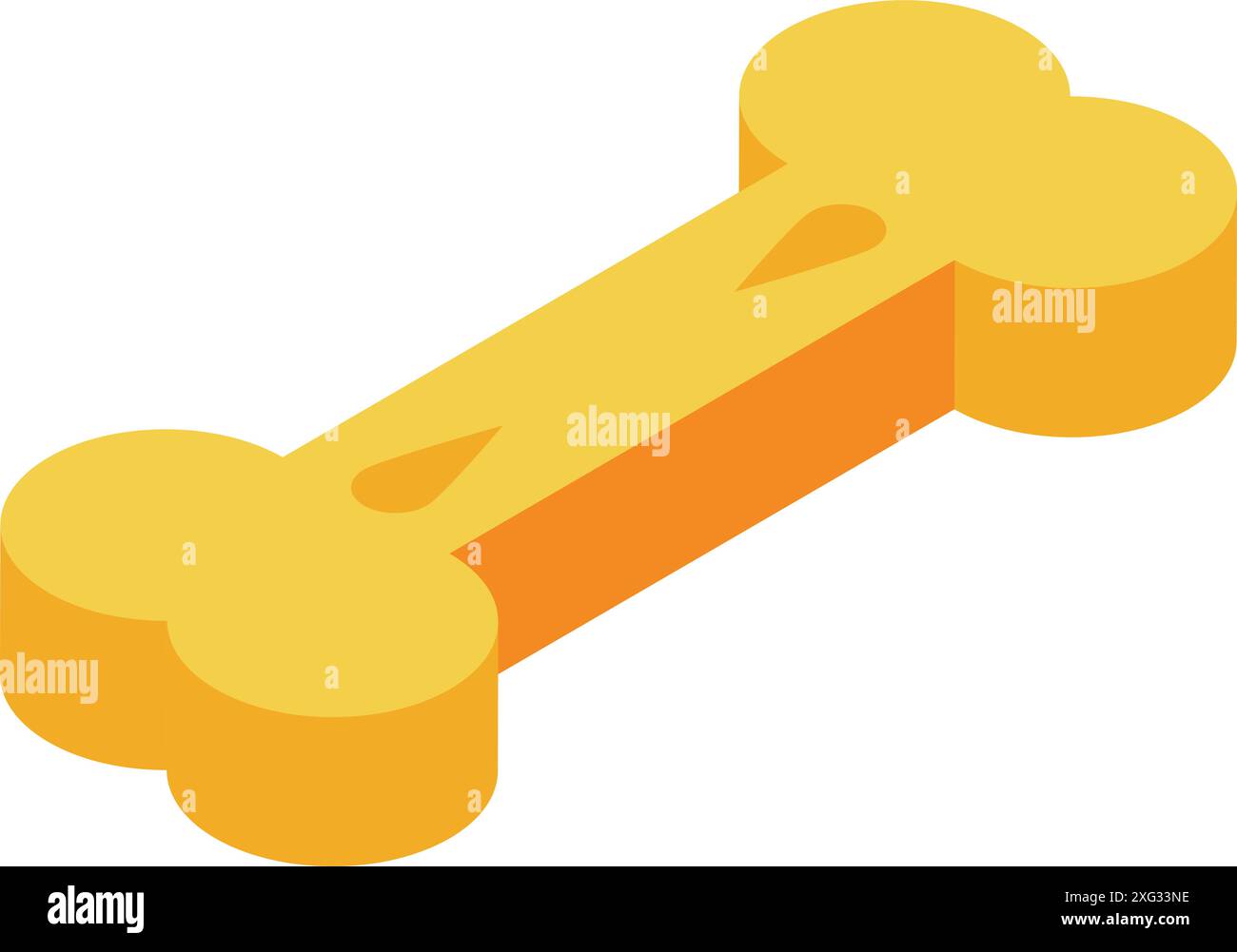 Big yellow cartoon bone for dog lying isolated on white background ...