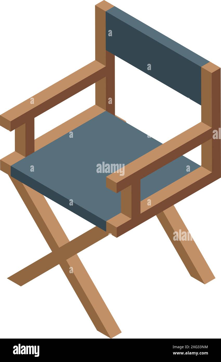 Classic director chair with wooden frame and blue fabric, for film set ...
