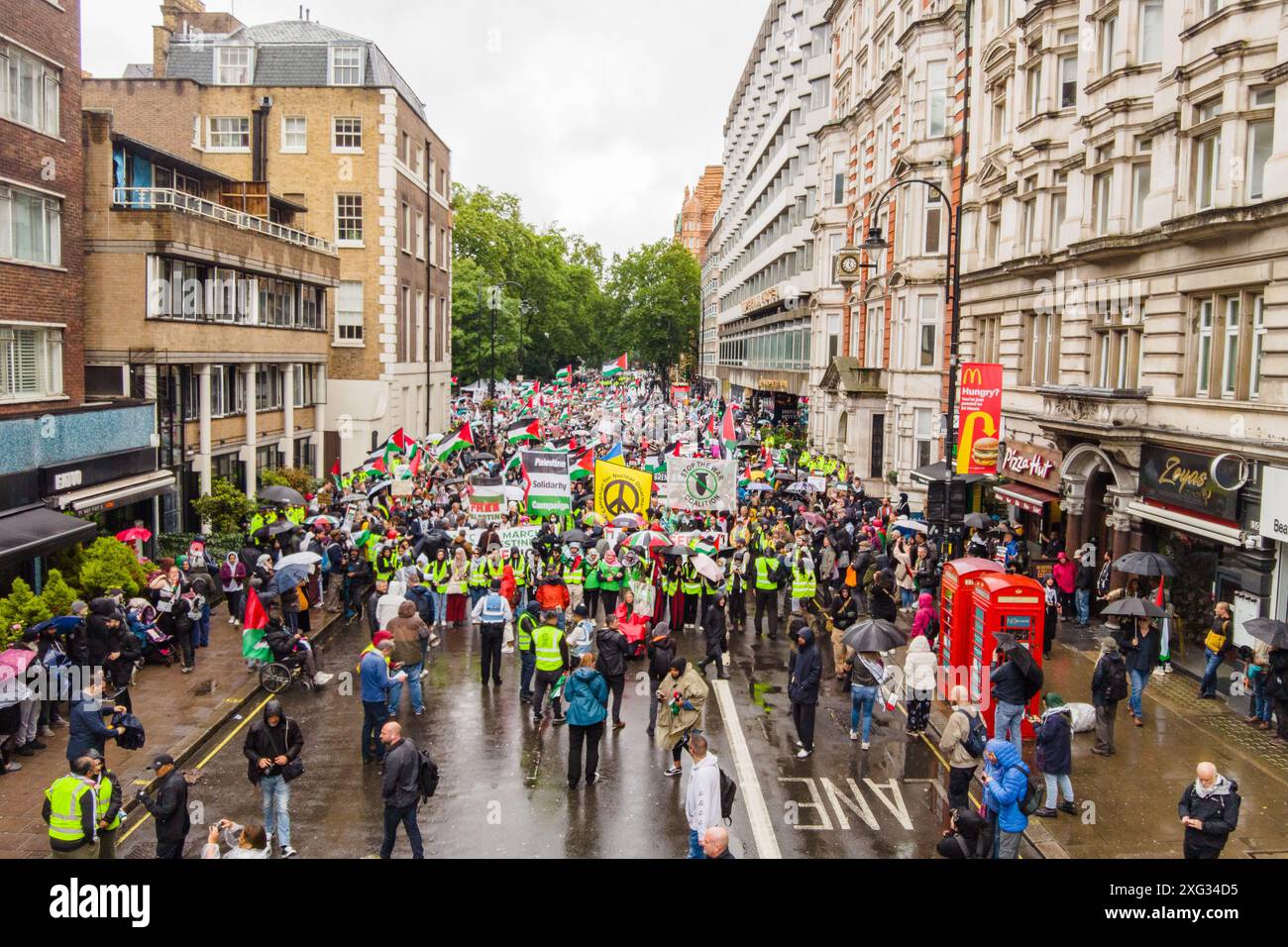London, UK. 06 JUL, 2024. Aerial view of the National March for ...