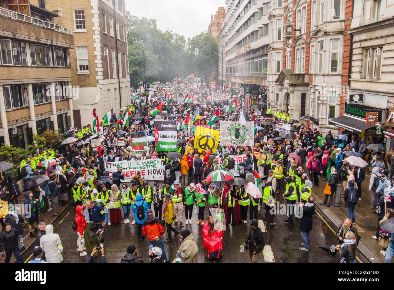 London, UK. 06 JUL, 2024. Aerial view of the National March for ...