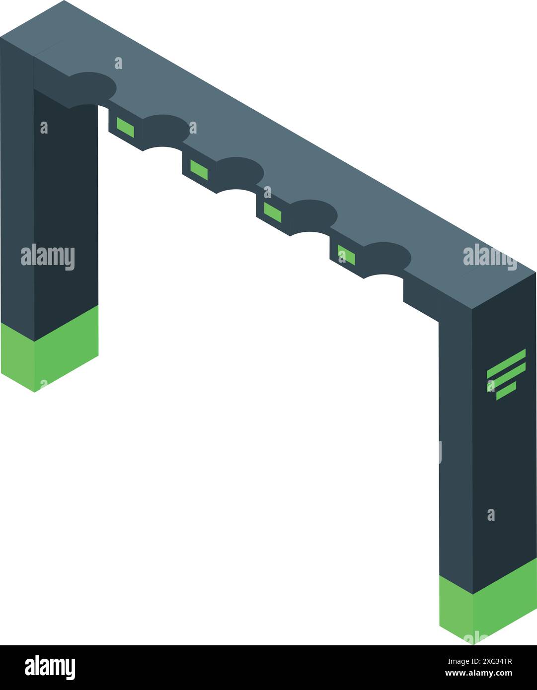 Futuristic security gate with green lights is checking passports at ...
