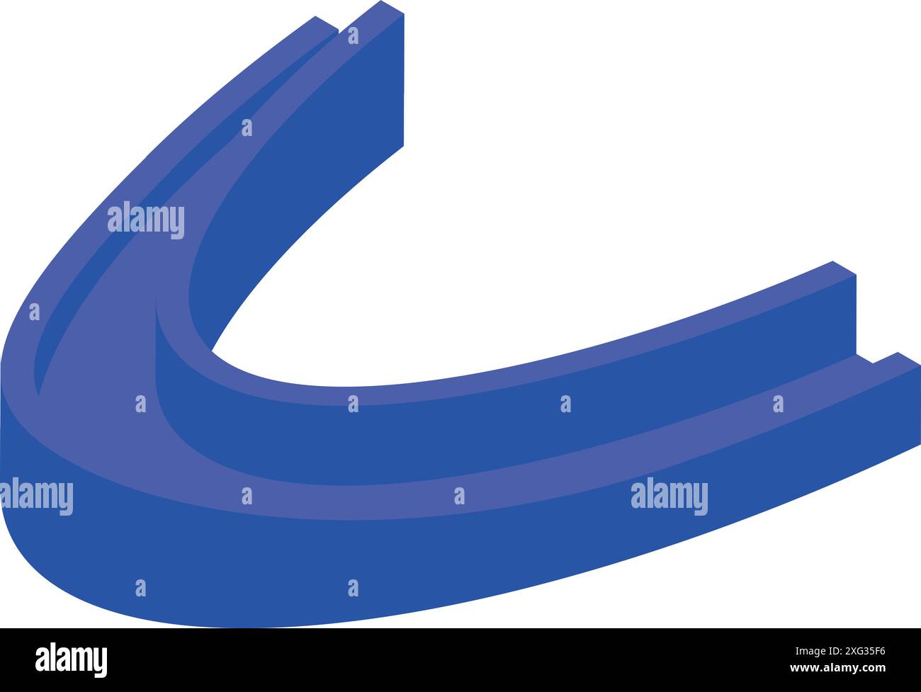 3d illustration of a blue double curve shape forming an abstract c ...