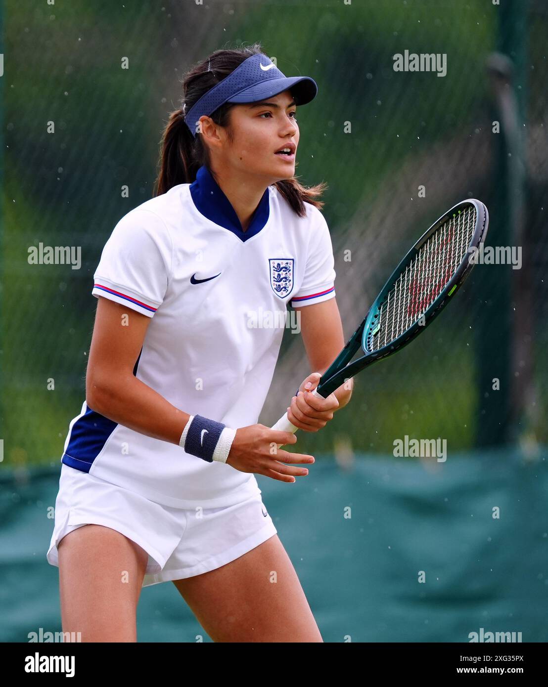 Emma Raducanu wearing an England football kit during a training session ...