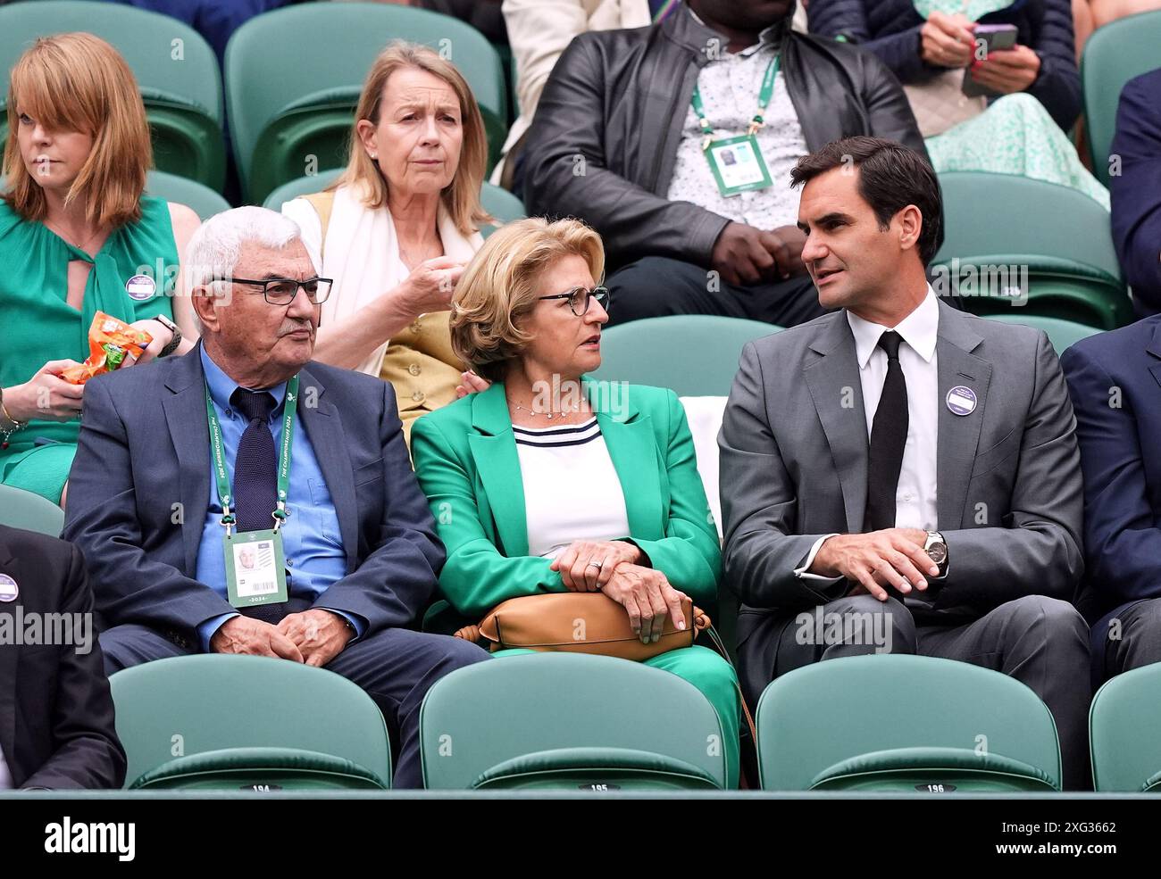 Roger Federer with parents Robert and Lynette on day six of the 2024 ...