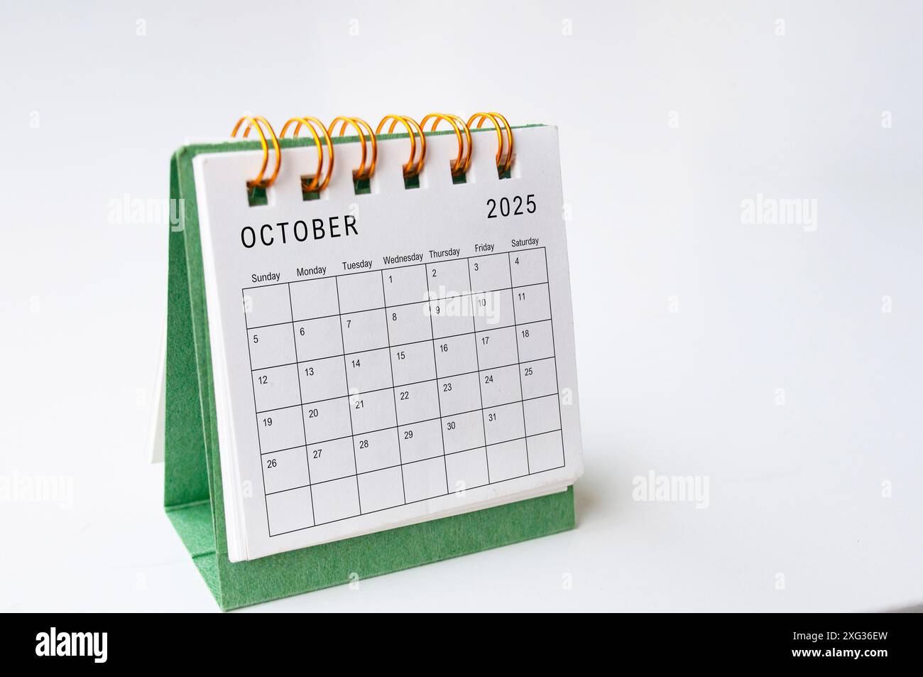 October 2025 table calendar on white background with customizable space ...