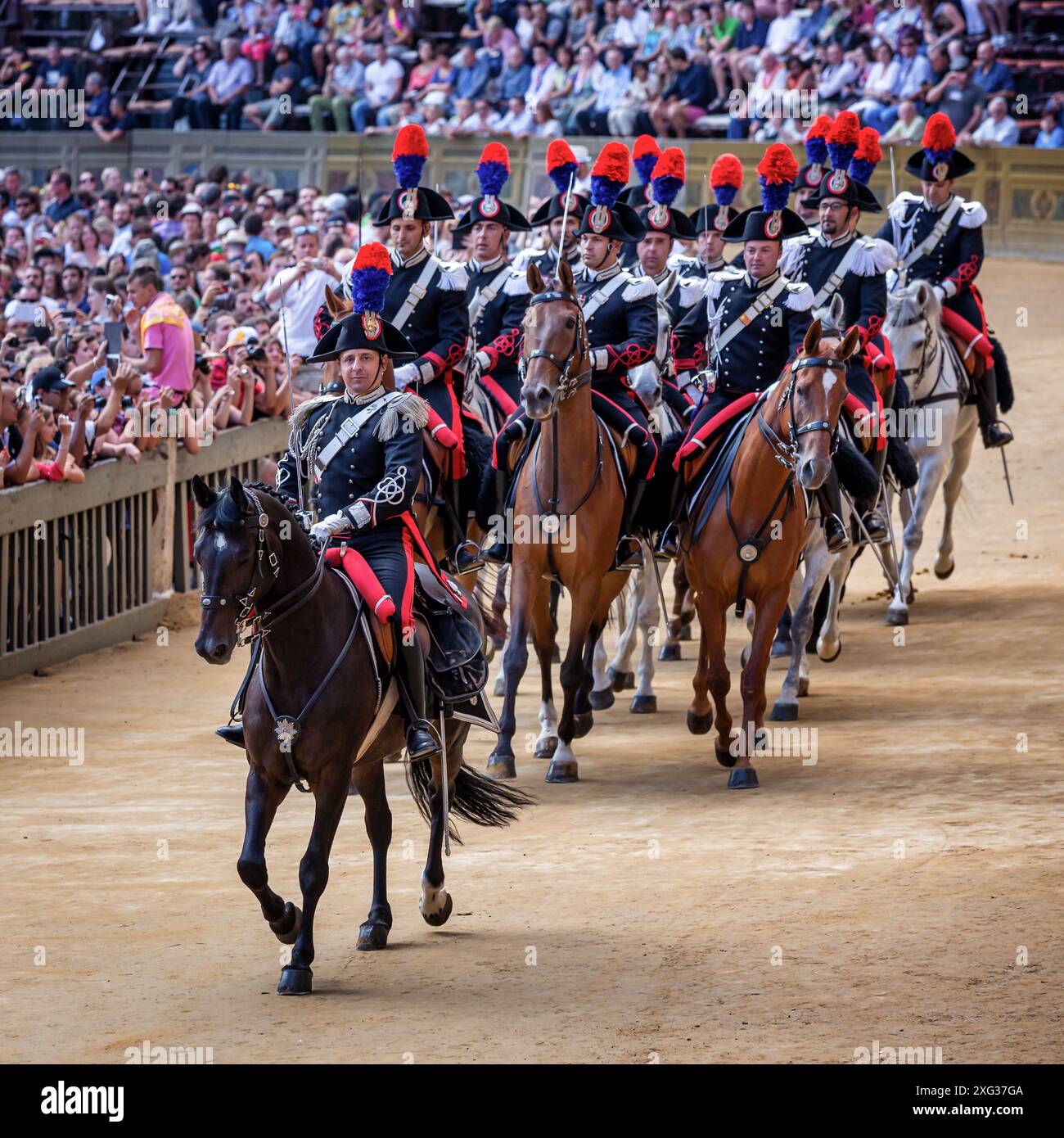 Cavalry parade by the carabinieri, Palio di Siena, historical parade ...