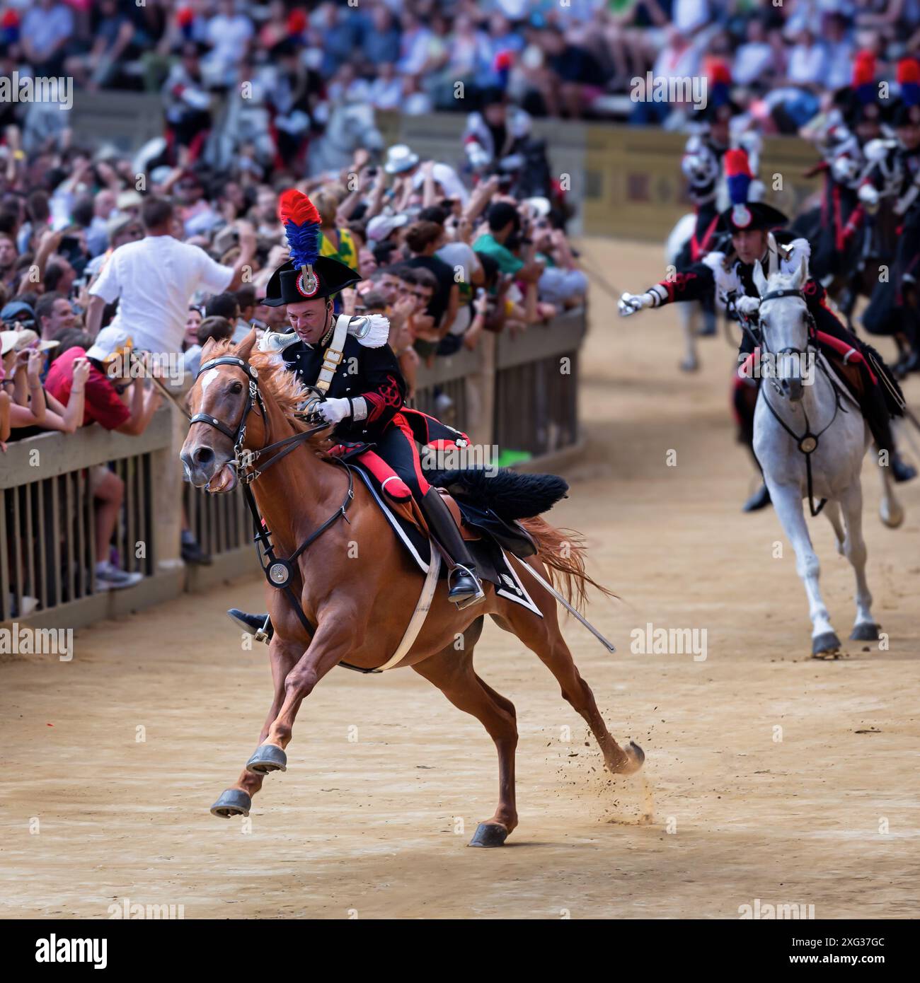 Cavalry parade by the carabinieri, Palio di Siena, historical parade ...