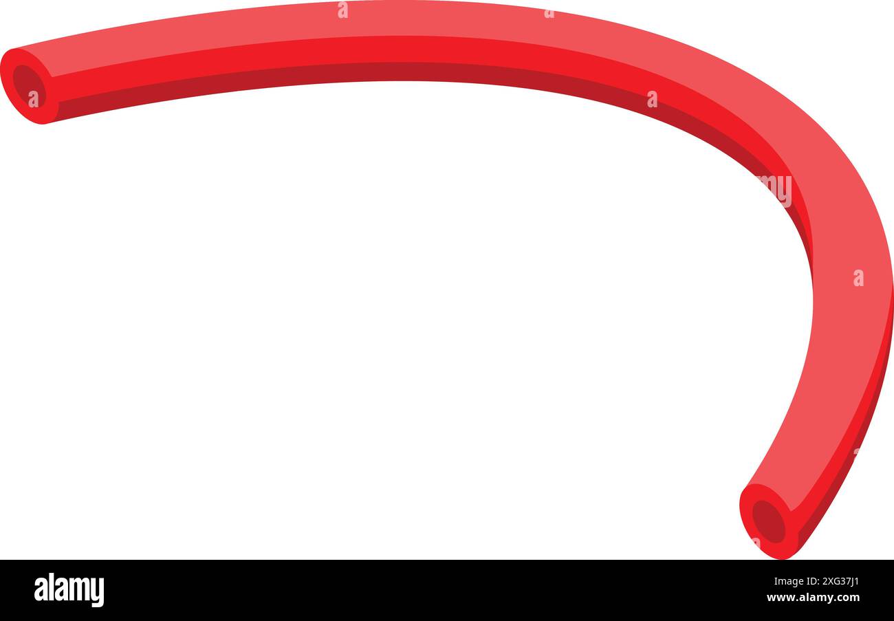 Red flexible tube bending on white background representing plumbing ...