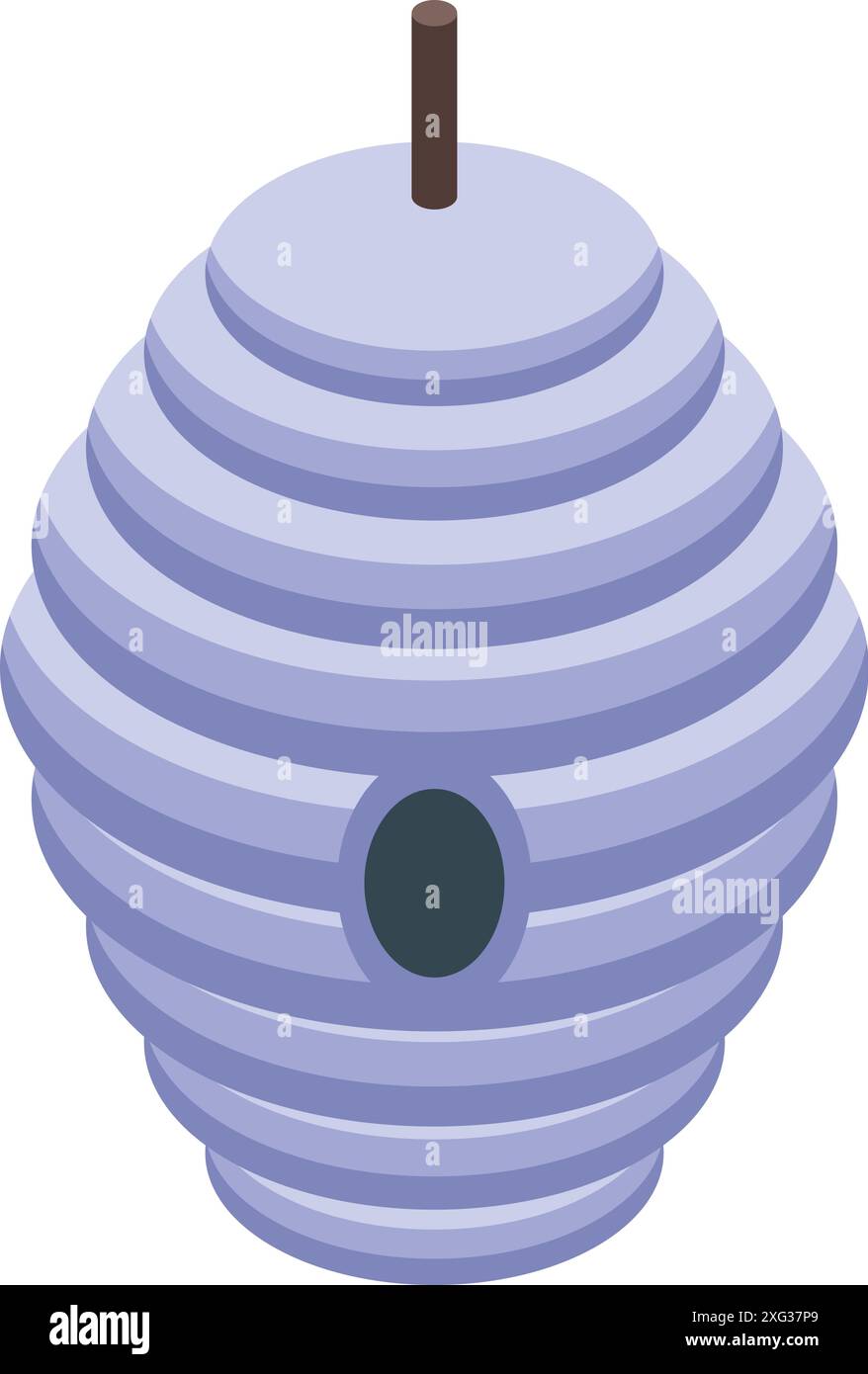 Traditional round beehive standing on white background, isometric view ...