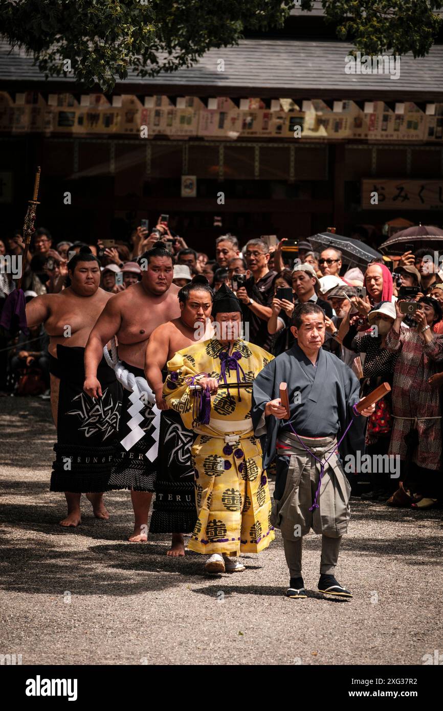JULY 6, 2024 - Sumo grand champion Terunofuji Haruo (second from left ...