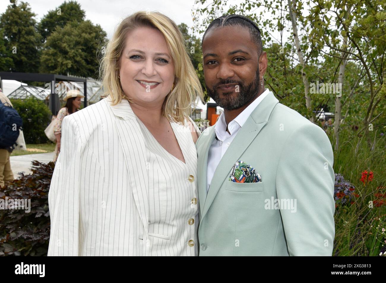 1 July 2024. East Molesey, Surrey, UK. JB Gill & Chloe Tangney at the ...