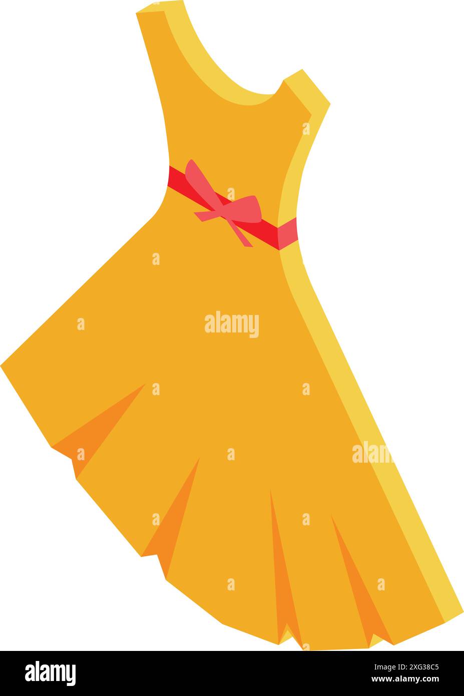 Yellow dress with red ribbon is perfect for showcasing a feminine style ...