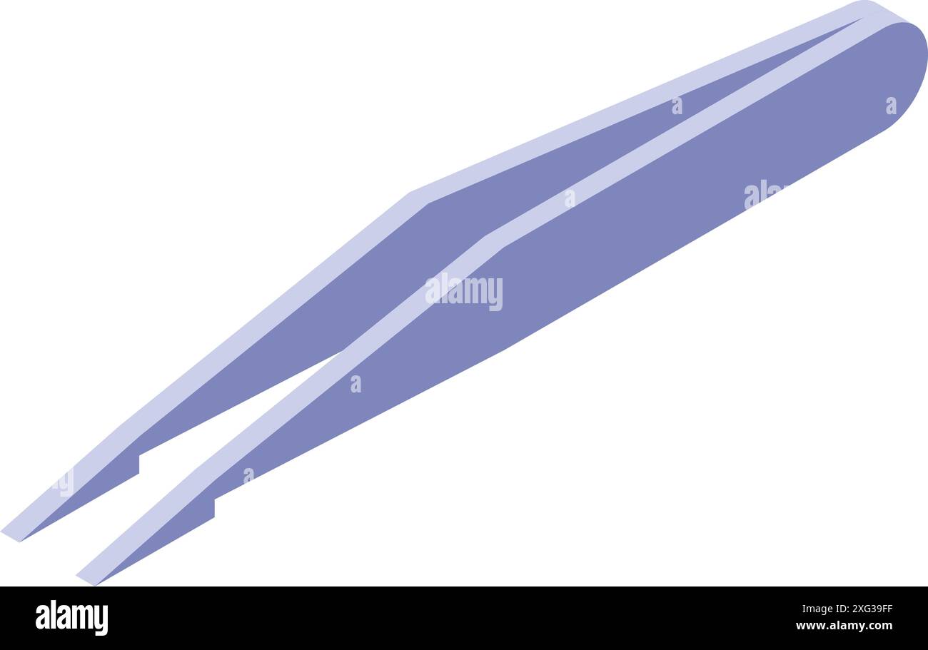 Simple metal tweezers lying on white background, isometric view Stock ...