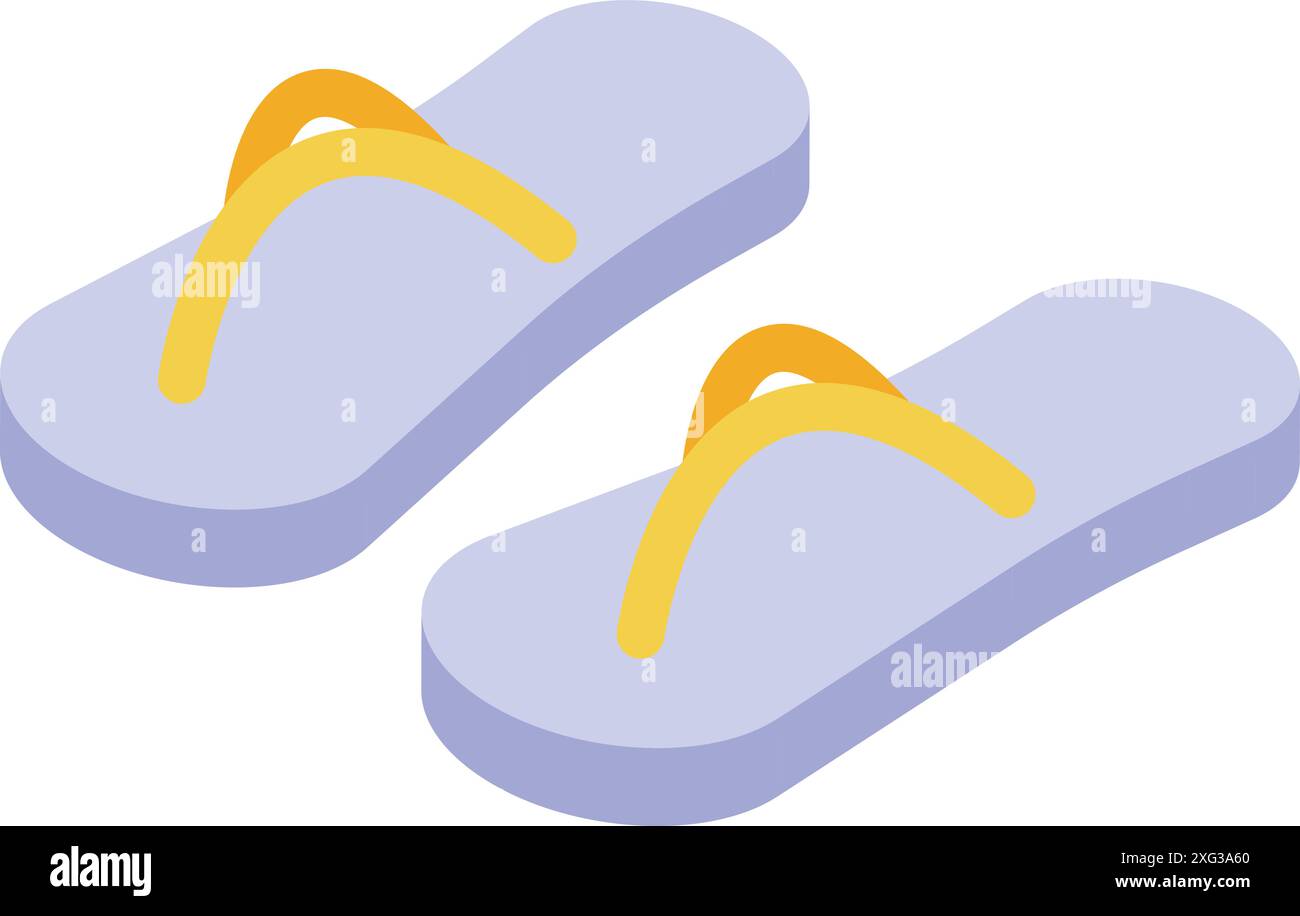 Pair of blue flip flops for summer holidays isometric view isolated on ...