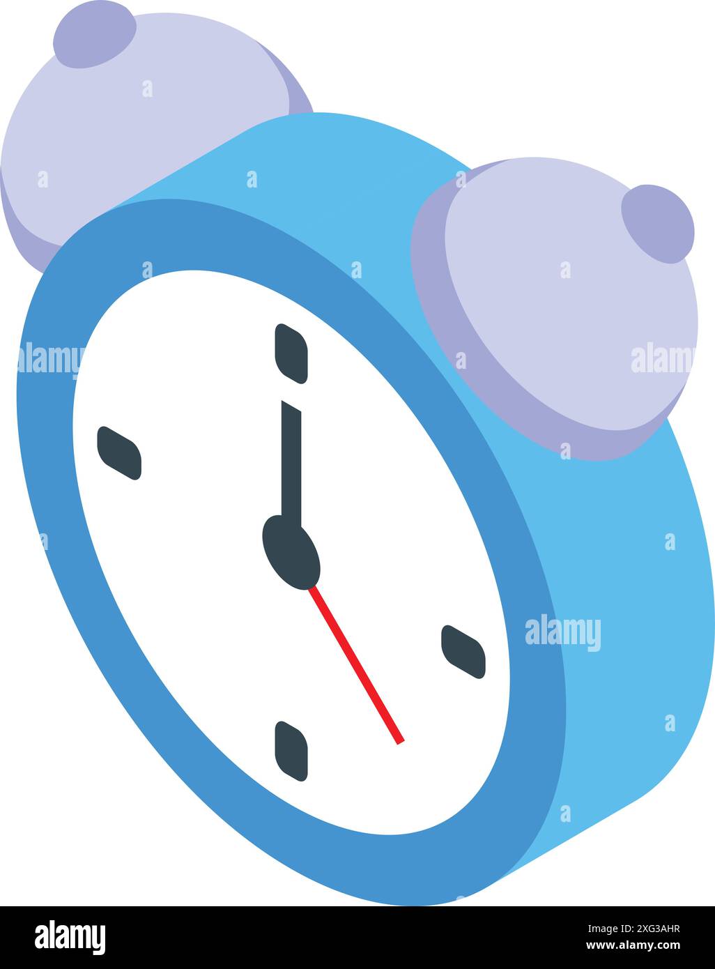 Blue alarm clock with bells ringing showing time passing isometric icon ...