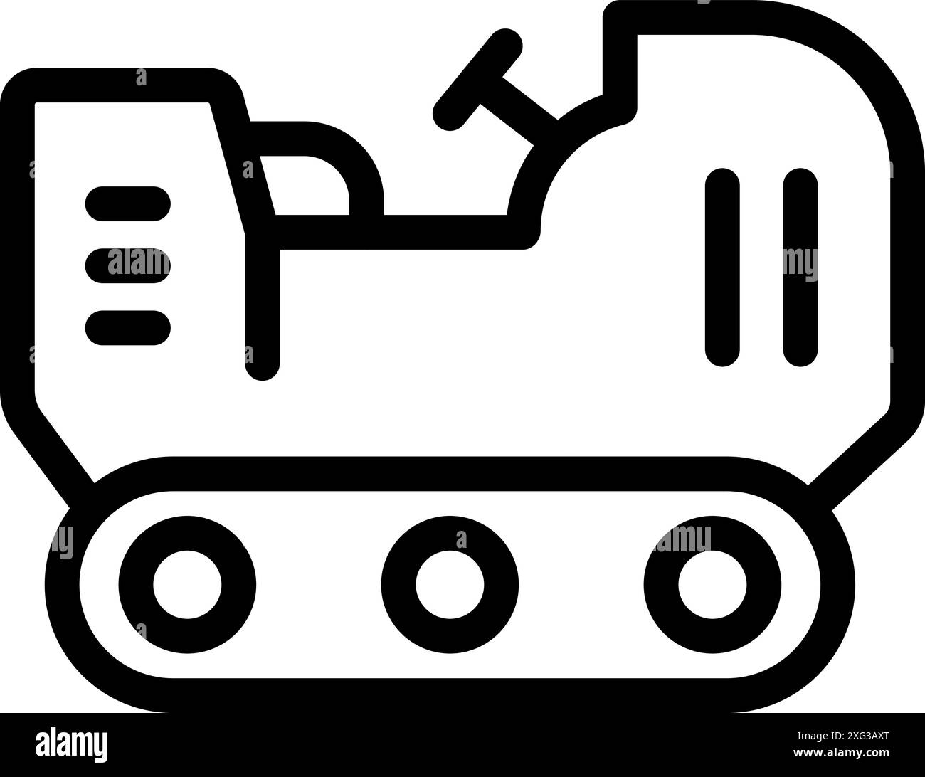 Line art icon of a construction excavator working on a building site ...