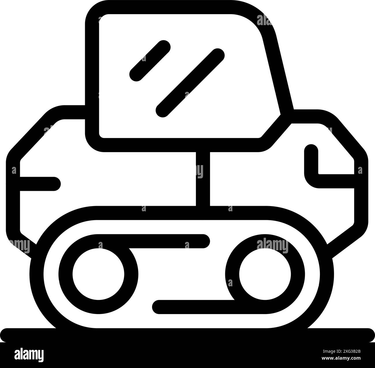 Line art icon of a mars rover moving on tracks exploring the surface of ...