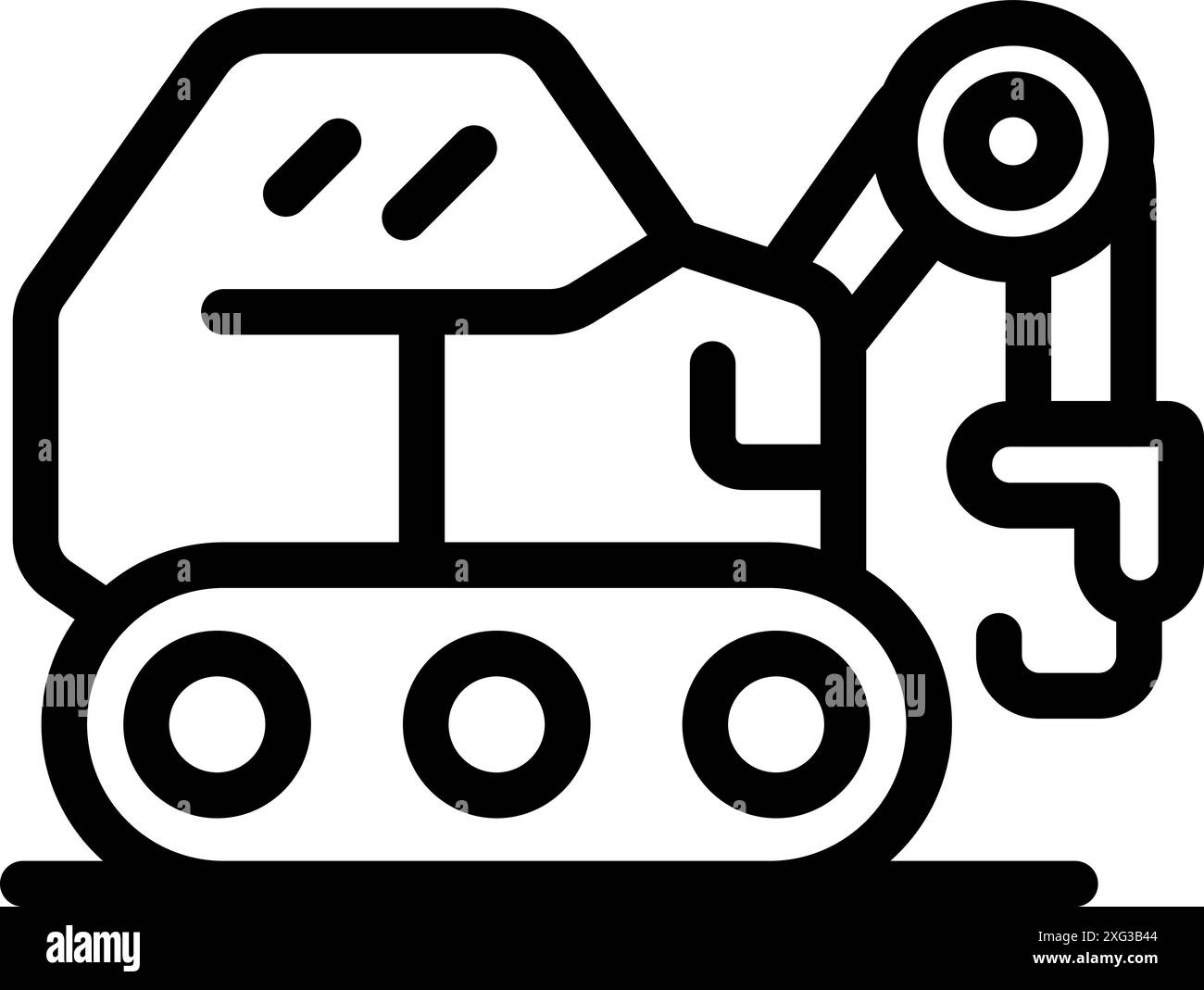 Excavator digging on a construction site, using its tracked chassis and ...