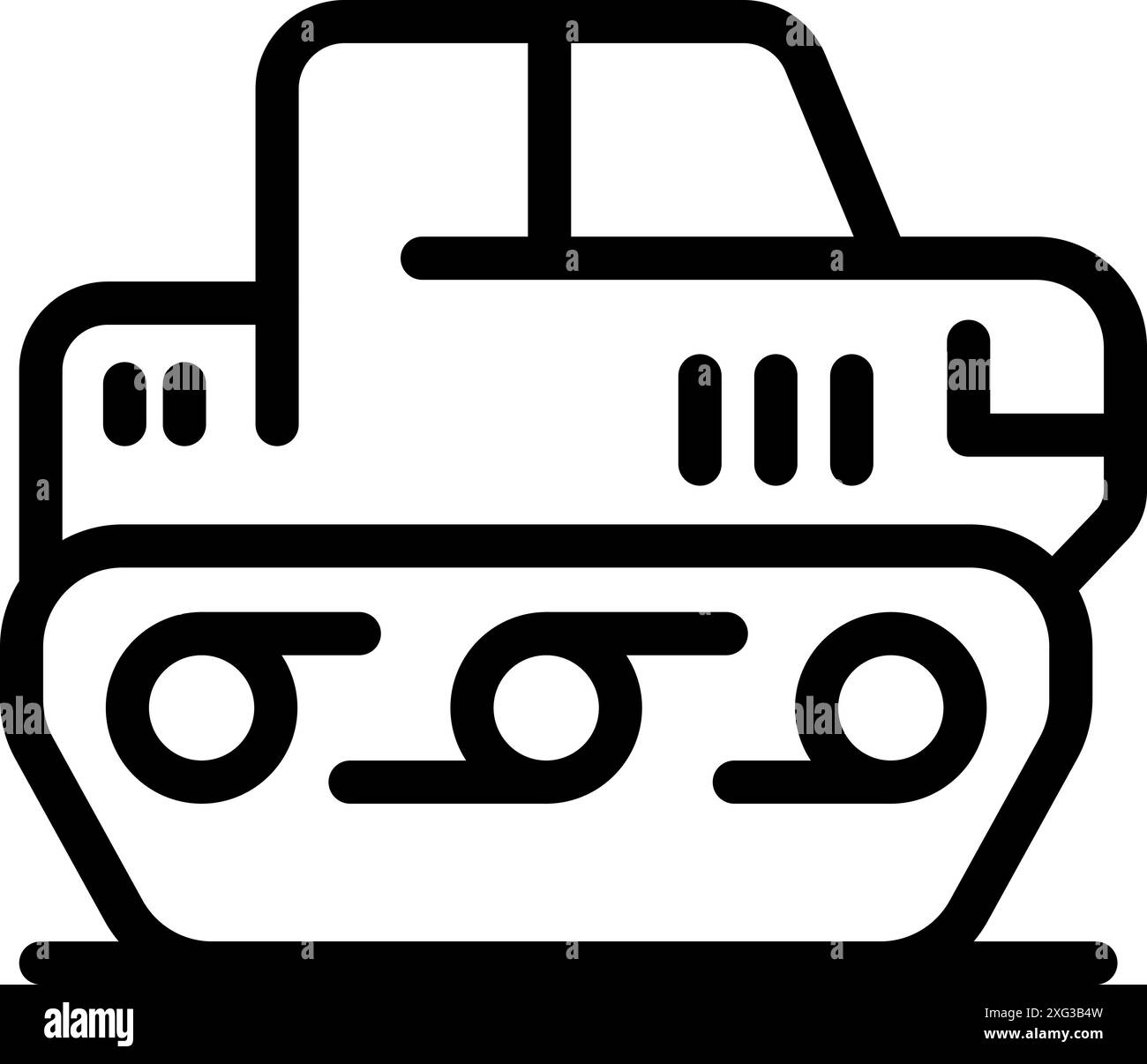 Heavy crawler tractor driving on construction site, simple black and ...