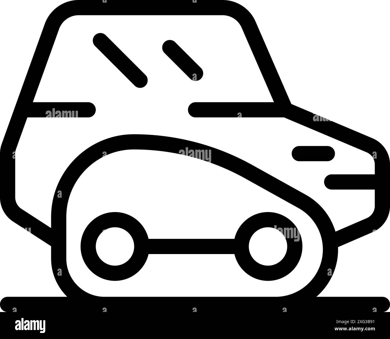 Icon of an autonomous shuttle moving on the road, designed with a bold ...