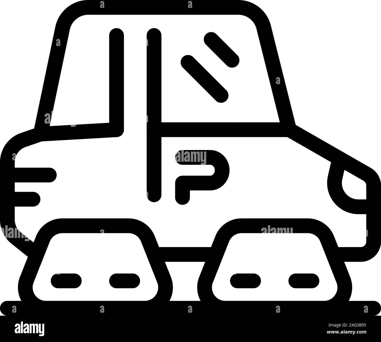 Line icon of a futuristic vehicle, showcasing autonomous driving ...
