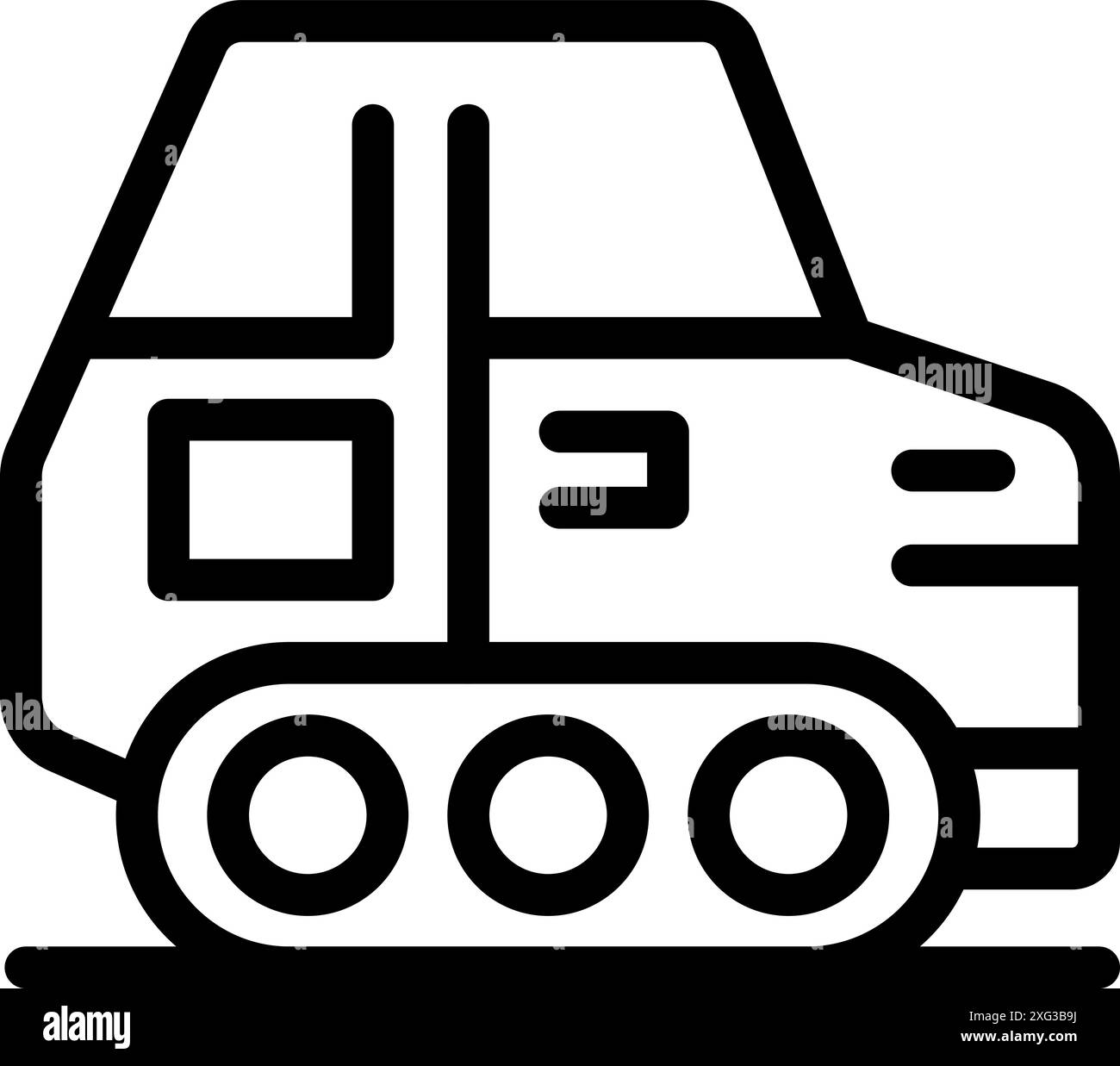 Simple black and white icon of a small bulldozer standing on a white background Stock Vector ...