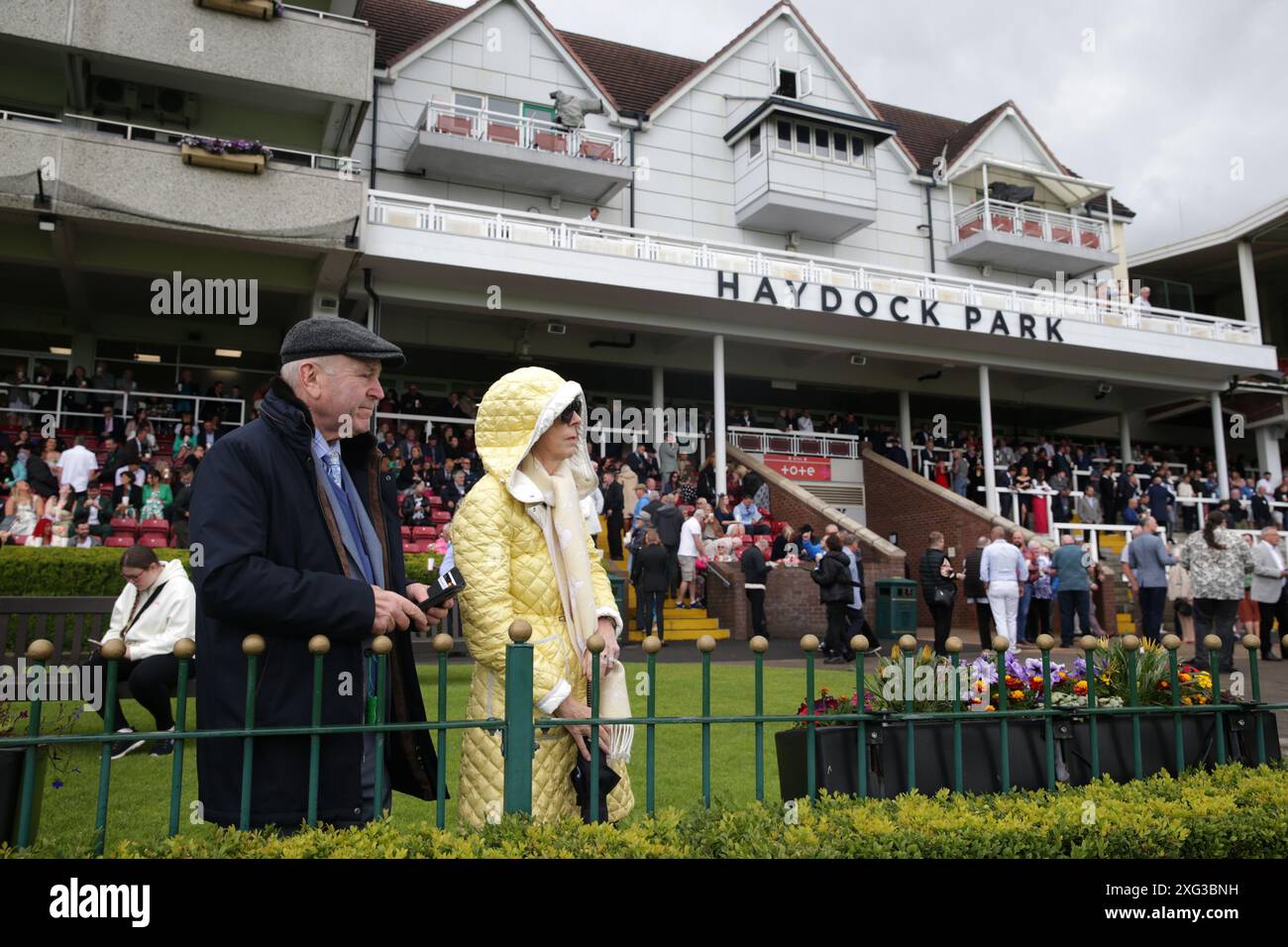 Racegoers trackside on bet365 Old Newton Cup Day at Haydock Park ...