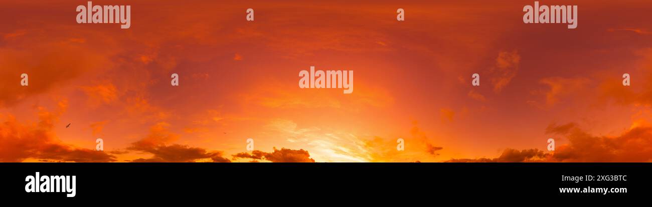 Golden glowing red orange overcast sunset sky 360 hdr panorama ...