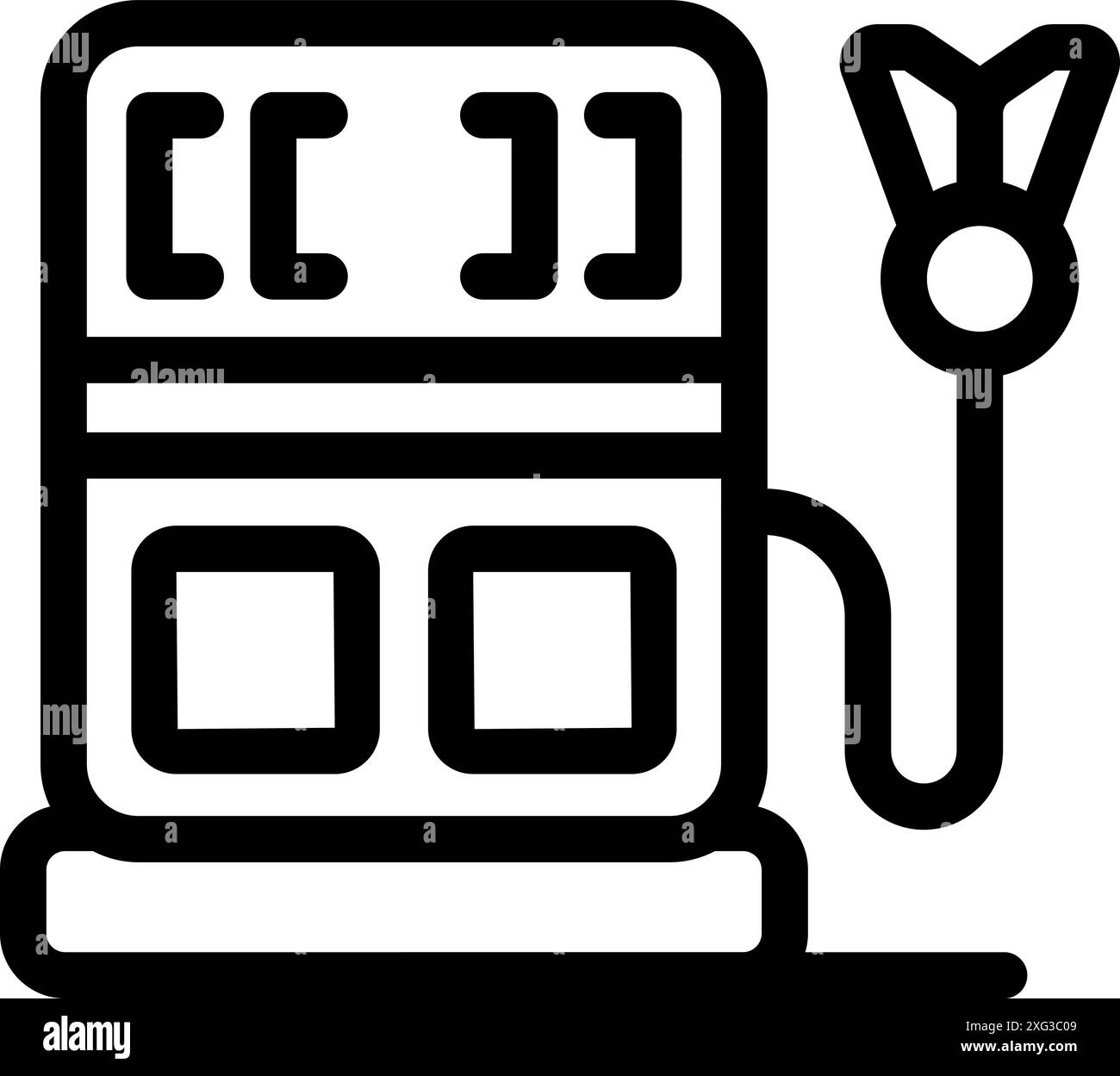Simple bold line icon of a gas station pump displaying fuel prices ...