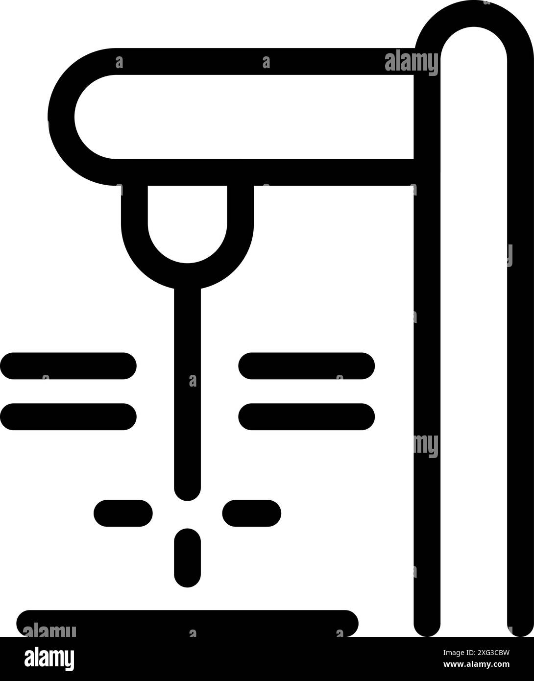 Laser engraving machine working on metal detail, simple icon in black ...