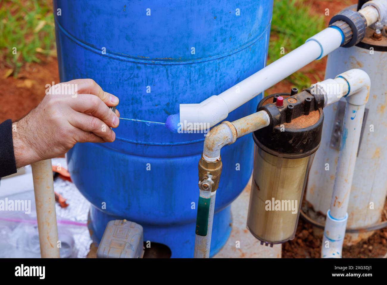 House is being connected to well system for water supply Stock Photo ...