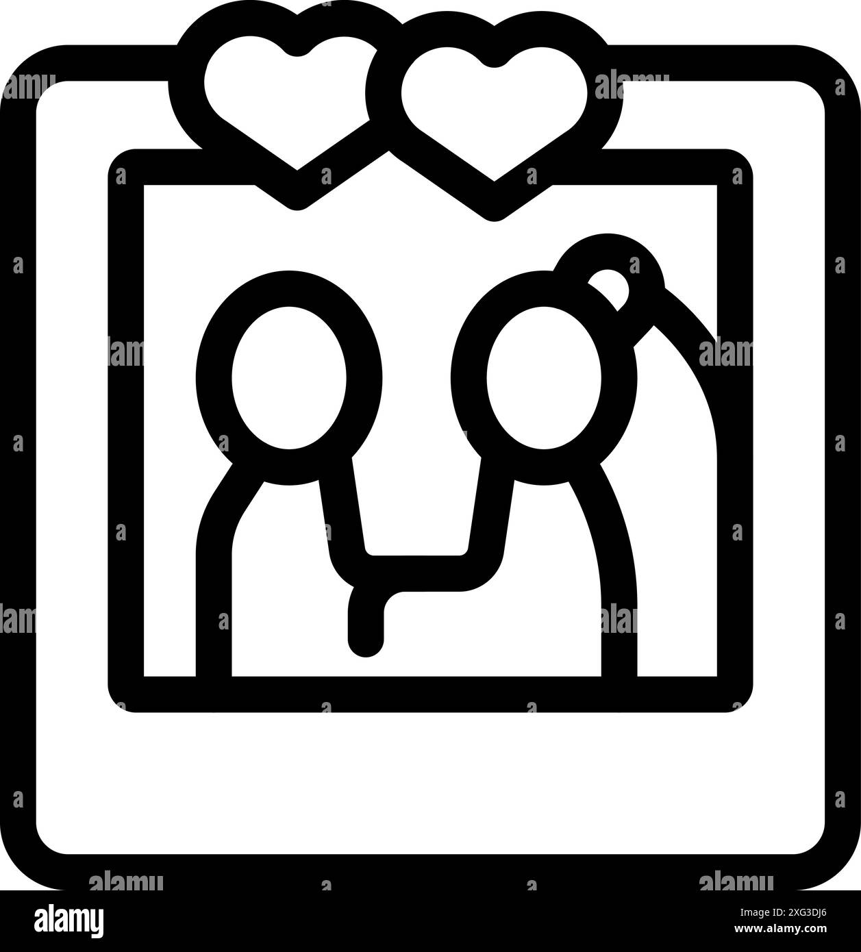 Line drawing of a married couple holding hands in a wedding photo with ...