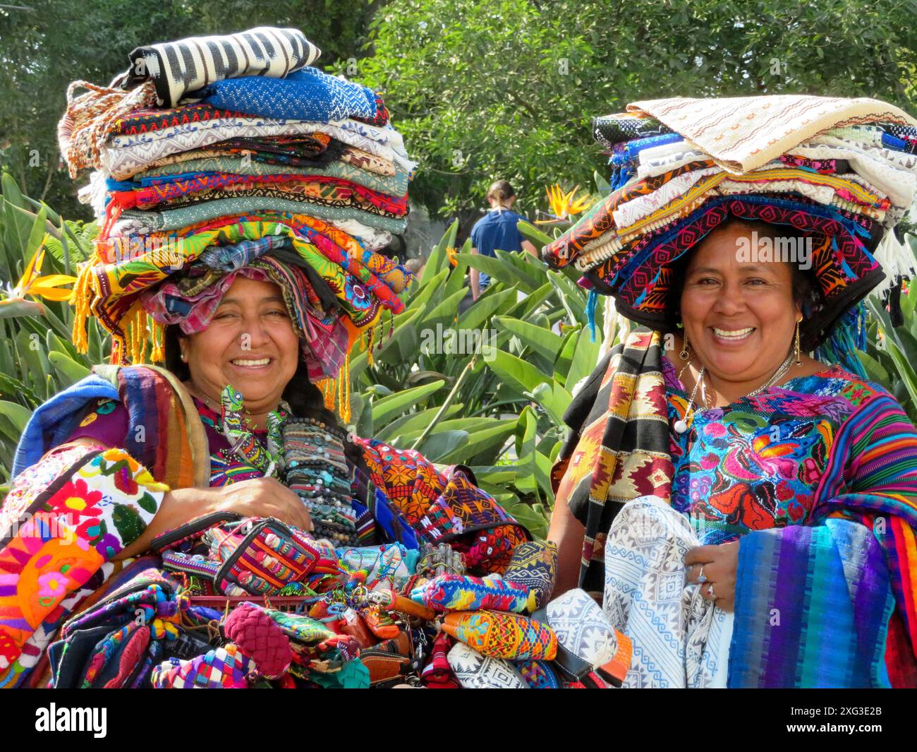 Indigenous ladies dressed in traditional costume. Antigua, Guatemala ...