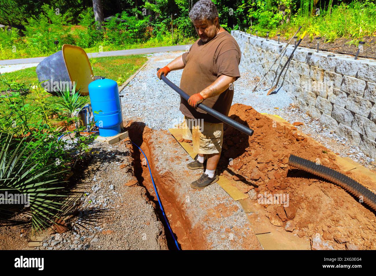 During installation process, plumber applied thermal insulation ...