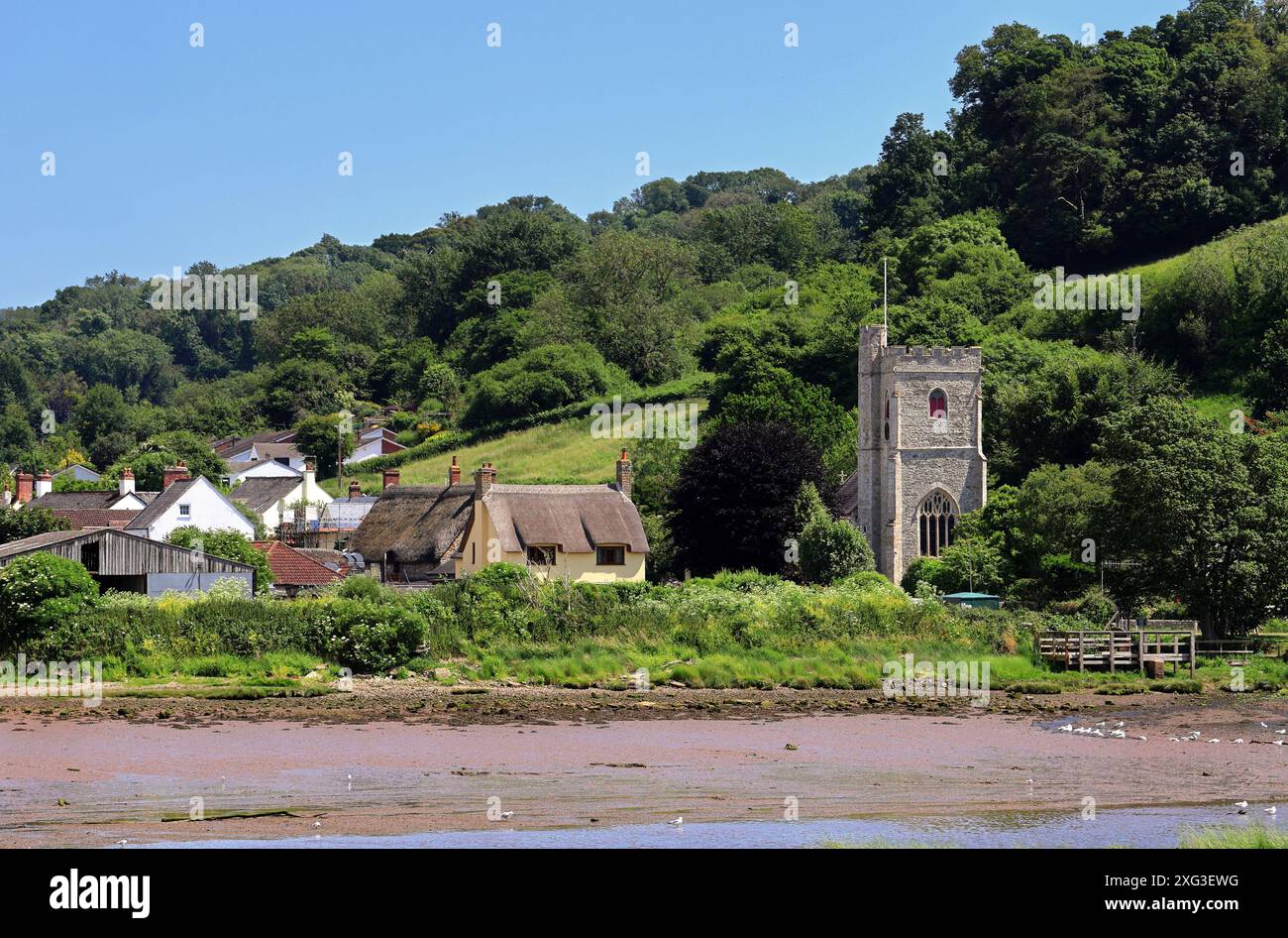 The Village of Axmouth in East Devon taken from the Seaton Tramway ...