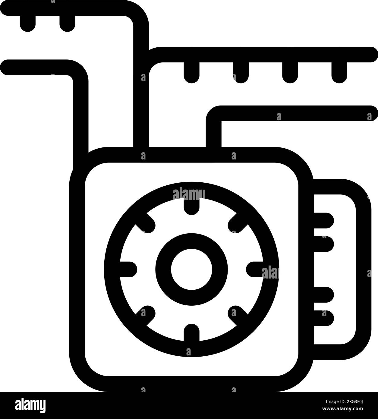 Line icon of a gas meter, representing the concept of monitoring gas ...
