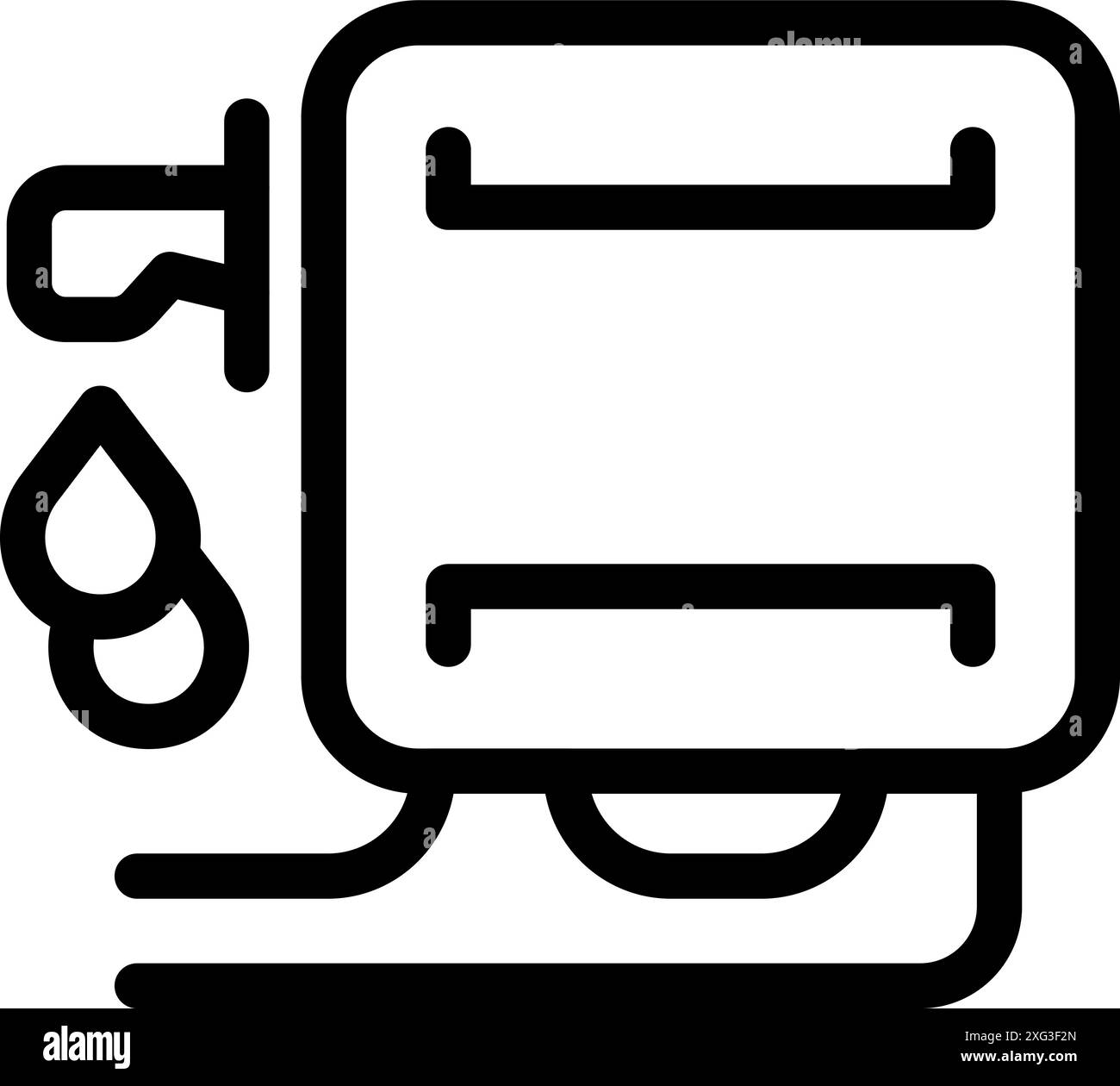 Simple bold outline icon representing a water pump delivering water ...