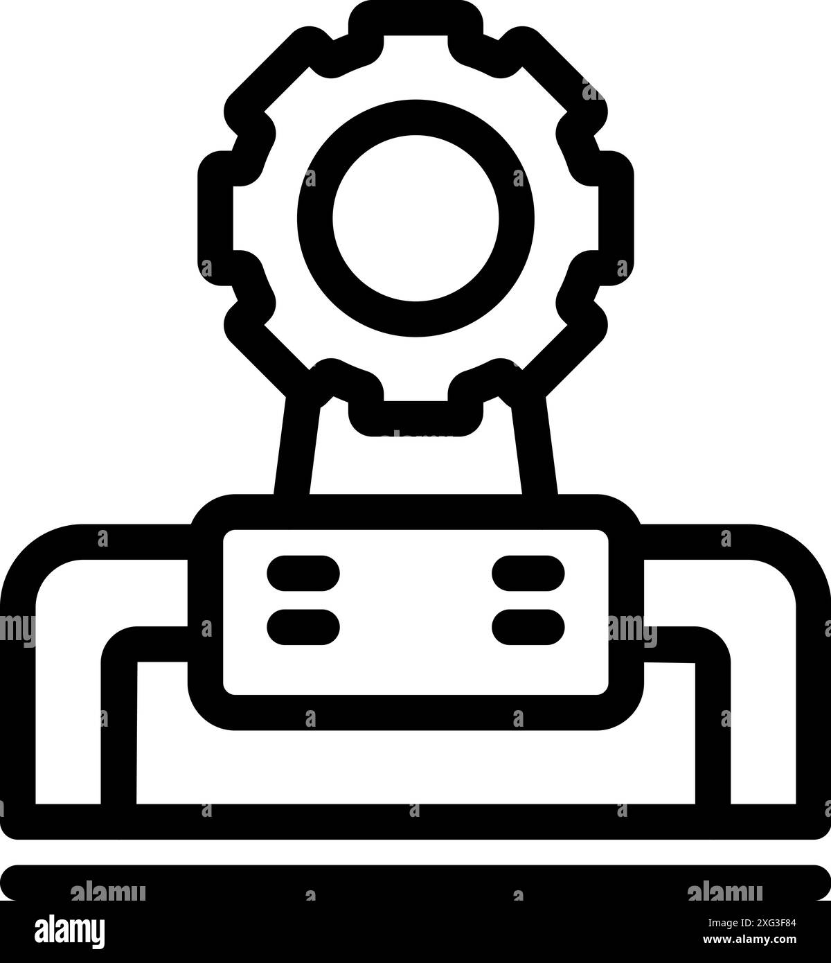 Machine working with cogwheel gear, representing industrial production ...
