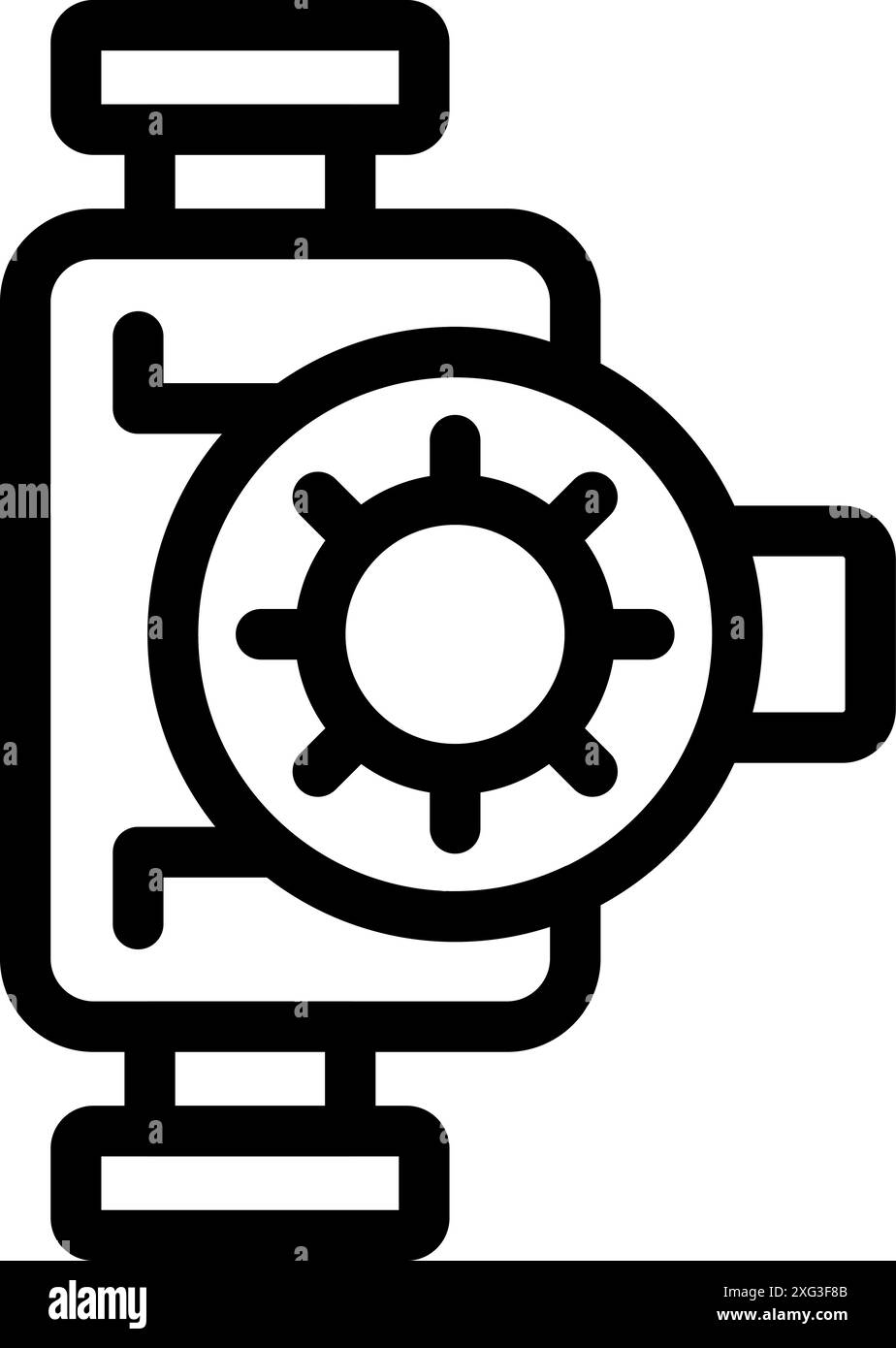 Black outline icon of a water pump representing plumbing control system ...