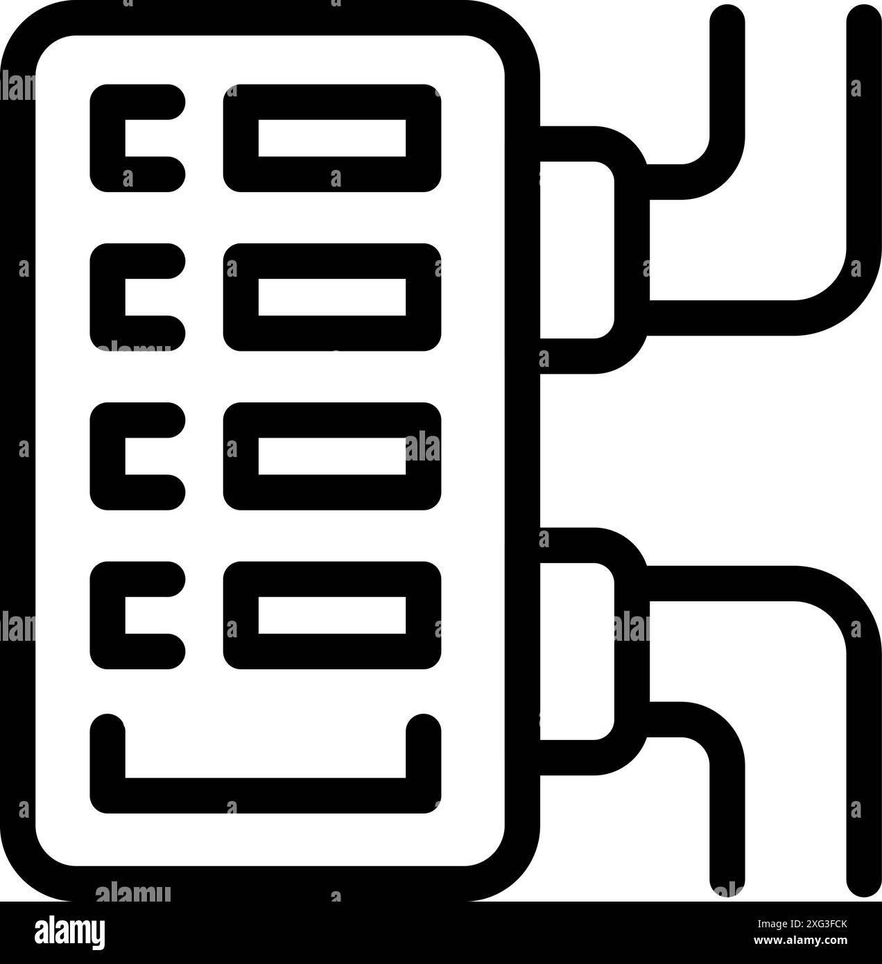 Simple line icon of an electrical panel, featuring circuit breakers and ...