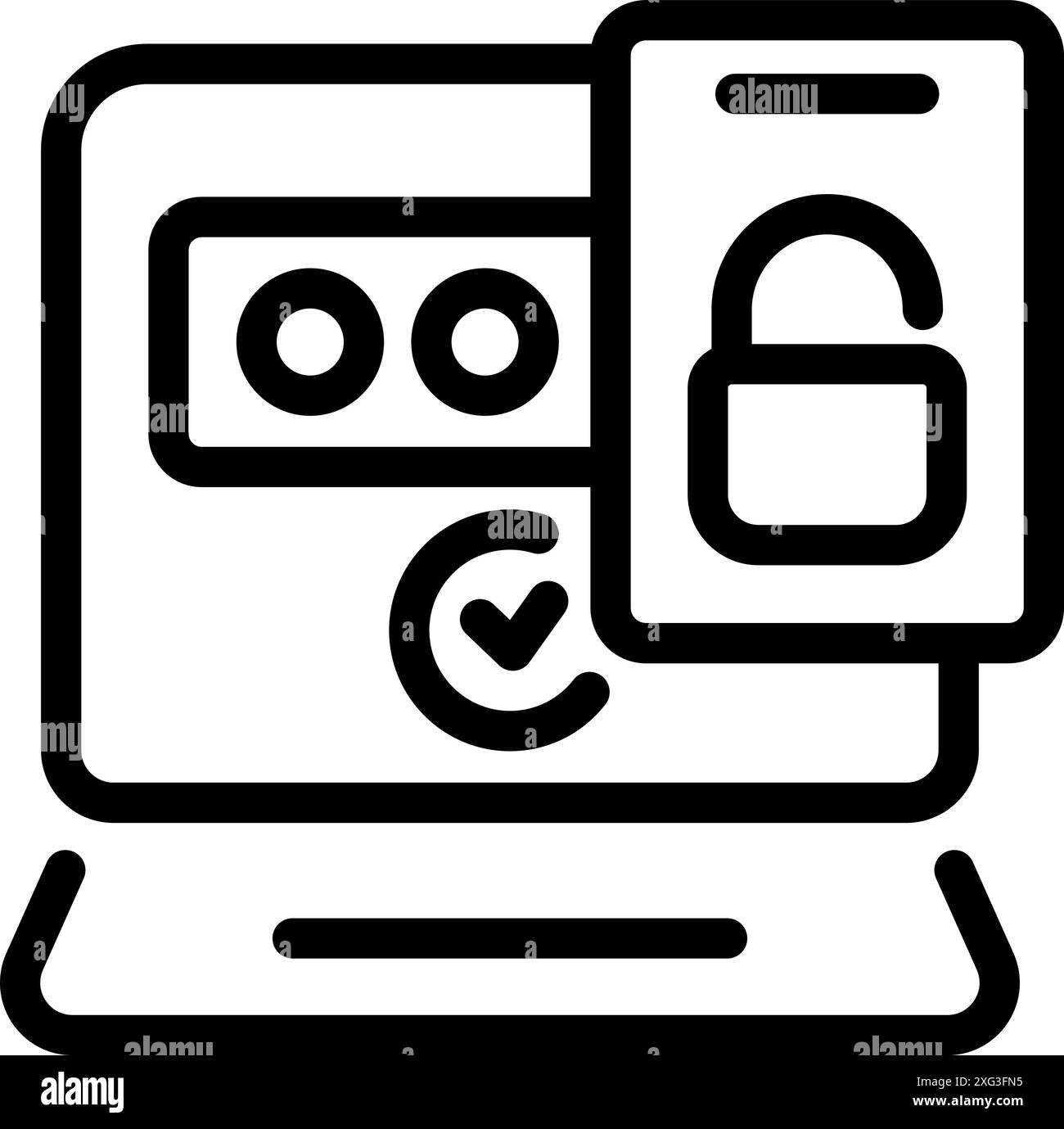 Laptop displaying successful two factor authentication process with ...